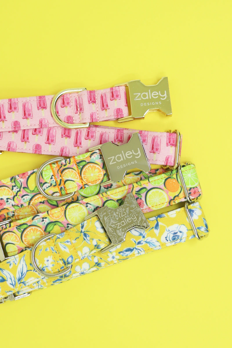Yellow & Blue Floral Dog Collar – Zaley Designs